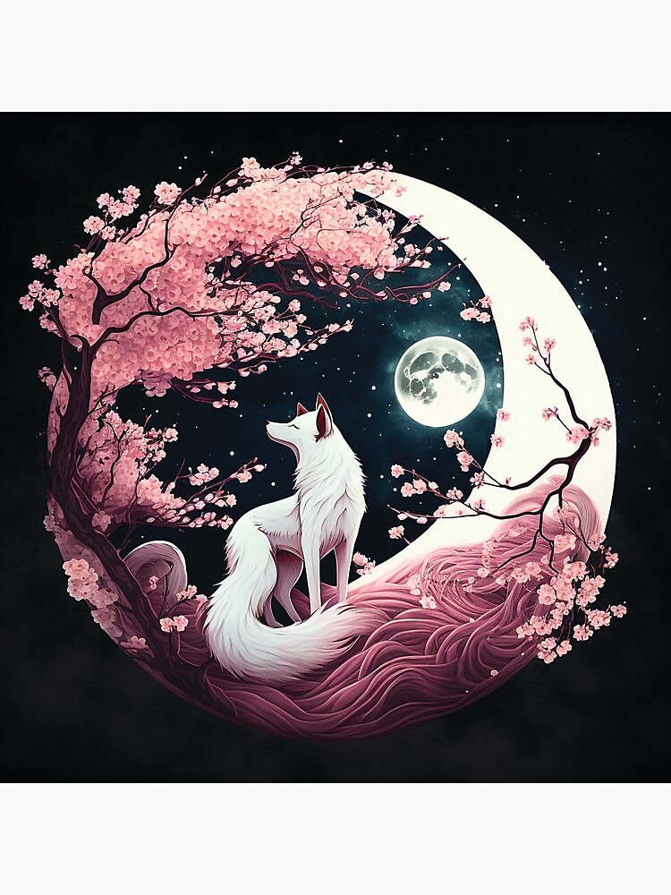 "White Wolf | Cherry Blossom" Sticker for Sale by RSWukong | Redbubble