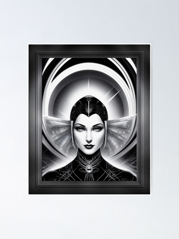 Art Deco Portrait Of Queen Demetra A Beautiful Ai Concept Art Illustration By Xzendor7 Poster