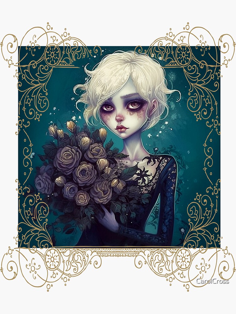 "Gothic Beauty Dark Girl Art Sad Girl Portrait" Sticker for Sale by ...