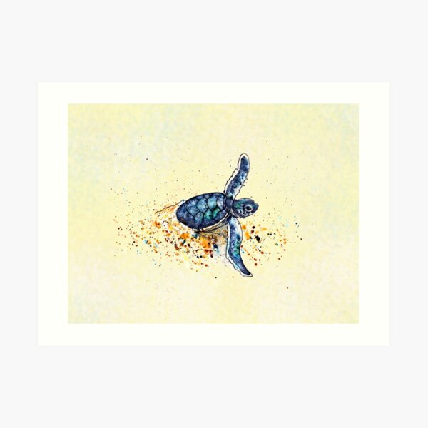 "Baby sea turtle hatching in the sand" Art Print for Sale by ...