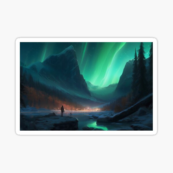 "Twirling under the Northern Lights: A Grand Escapade" Sticker for Sale ...