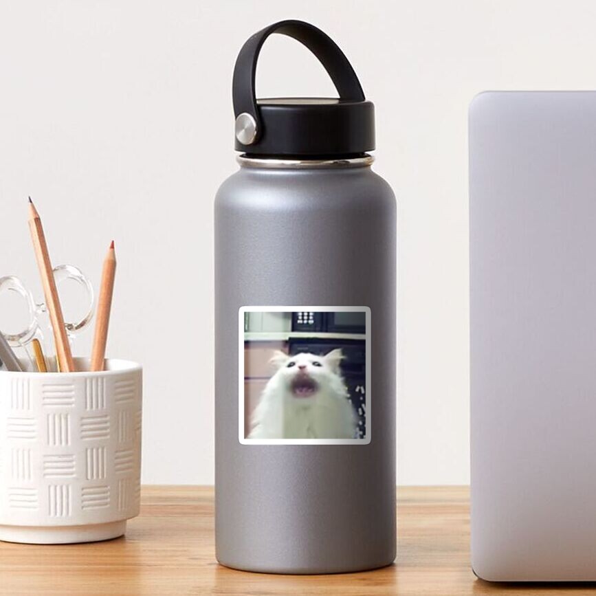 "Cat Screaming Meme Reaction Image Funny" Sticker for Sale by ...