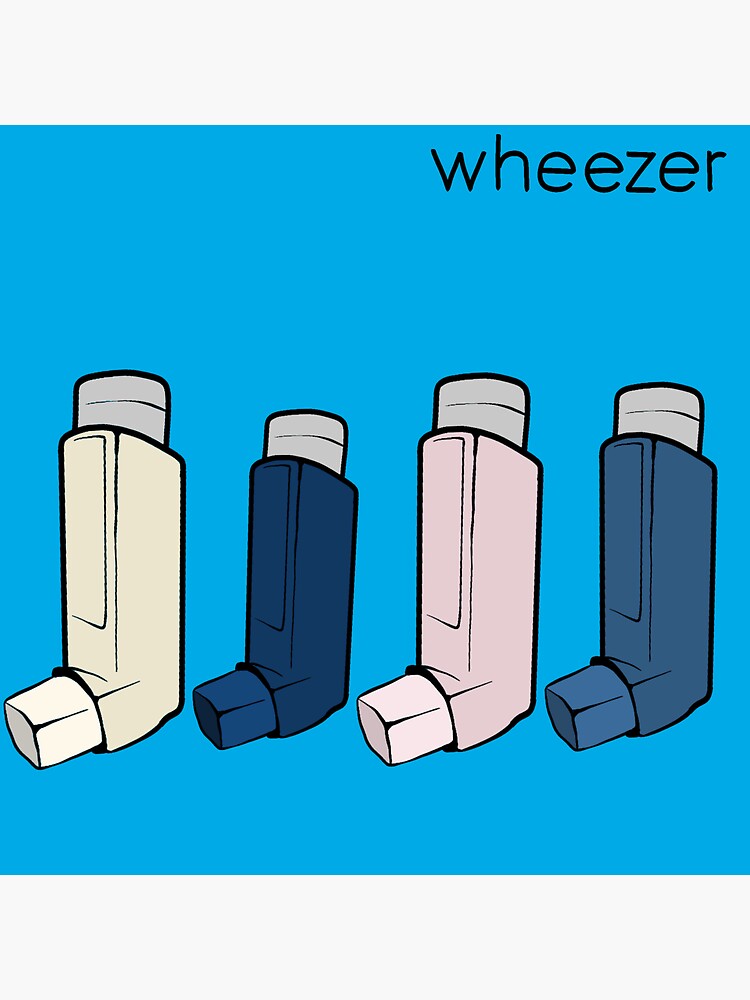 "Wheezer Blue Album (Weezer but they're Asthma Puffers)" Sticker for ...