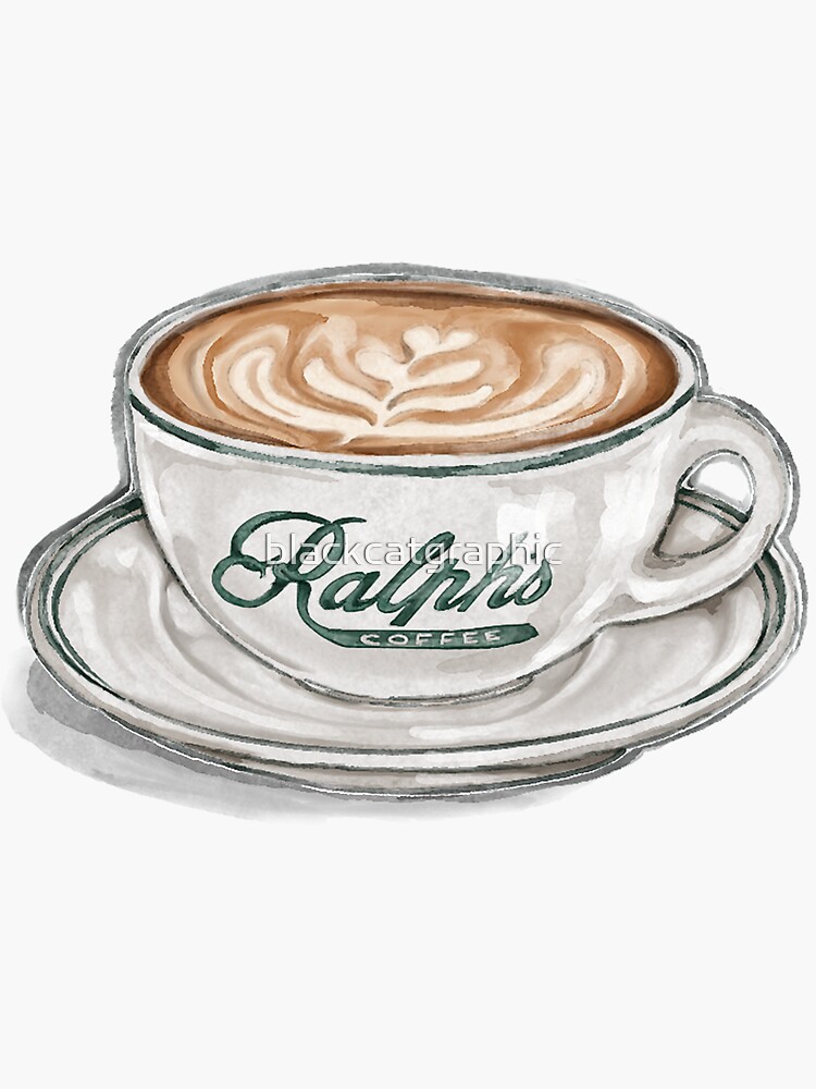 "watercolor ralph's coffee cup" Sticker for Sale by blackcatgraphic ...
