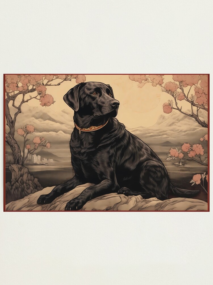 "Japanese art black labrador dog" Photographic Print for Sale by ...