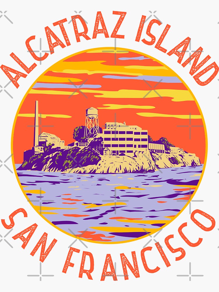"Alcatraz Island San Francisco Distressed Circle" Sticker von ...