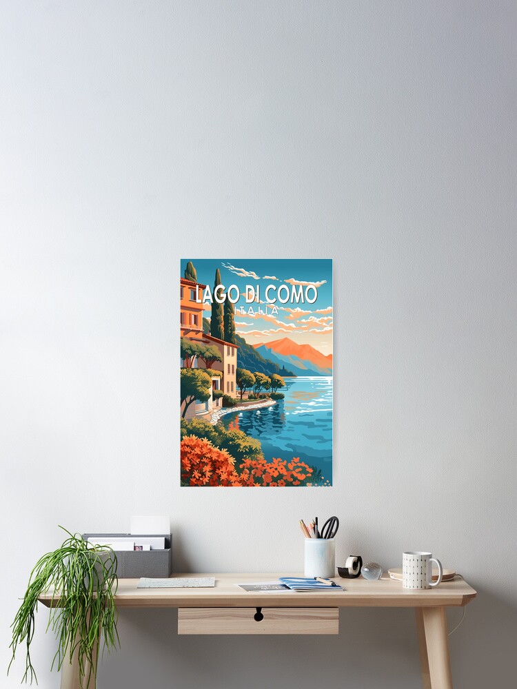 "Lago di Como Italia Travel Art Vintage" Poster for Sale by ...