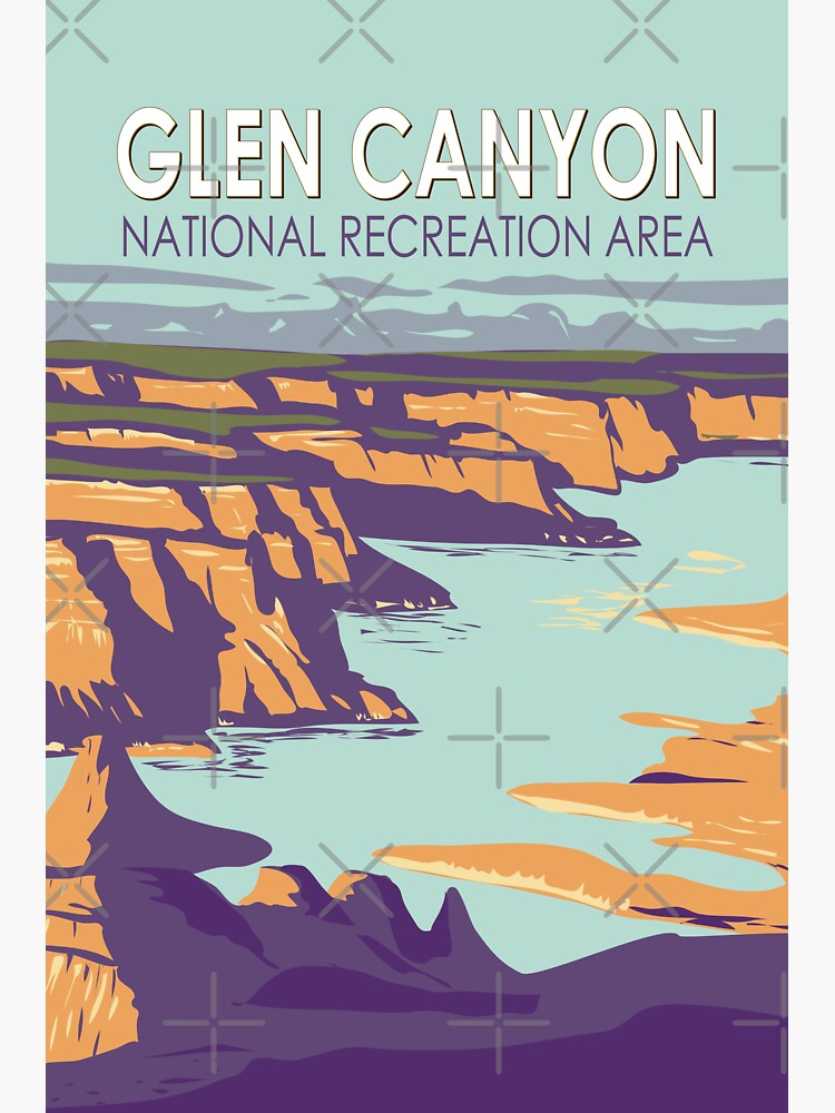 "Glen Canyon Lake Powell Travel Art Vintage" Sticker for Sale by ...