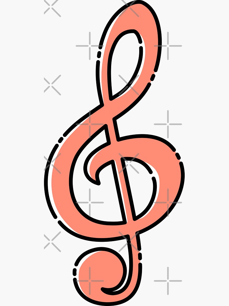 "Cute and Aesthetic Cartoon G Clef" Sticker for Sale by Rei-illustrates ...