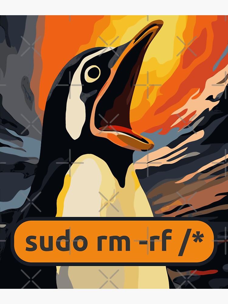 "Screaming Tux Linux sudo rm -rf /*" Sticker for Sale by JackCurtis1991 ...