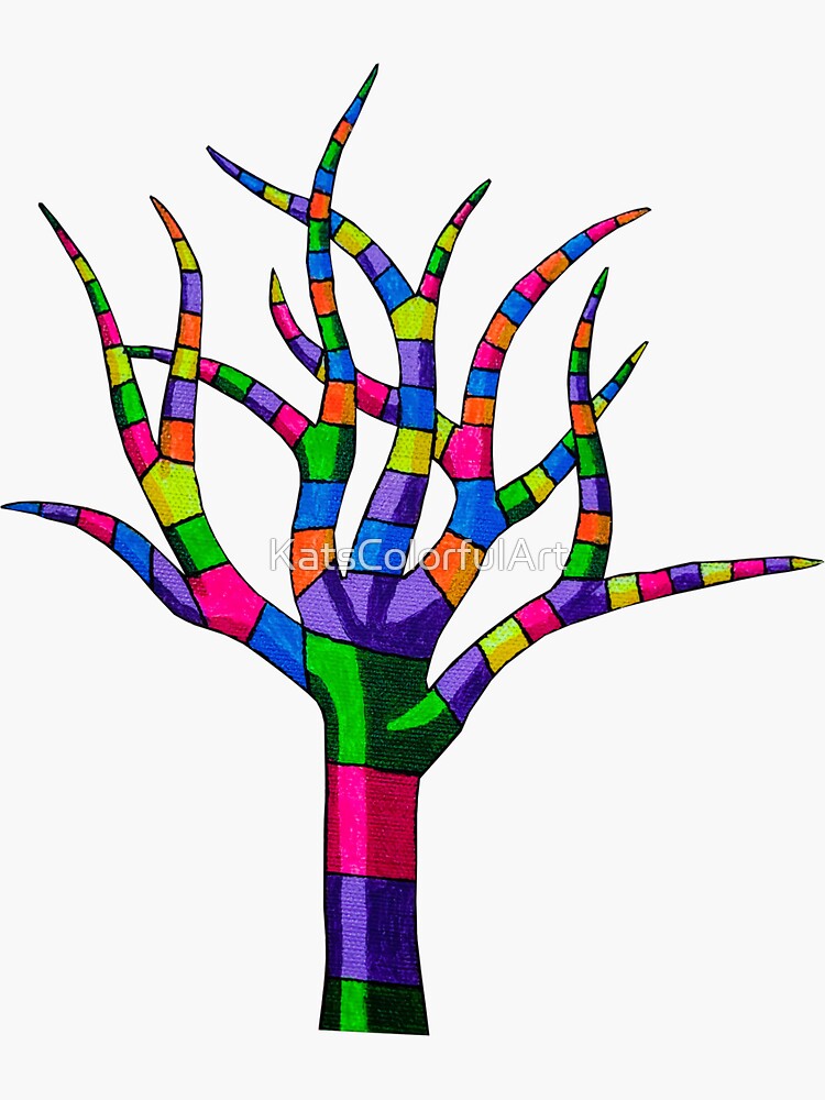 "Colorful anxiety tree" Sticker for Sale by Kpenickart | Redbubble