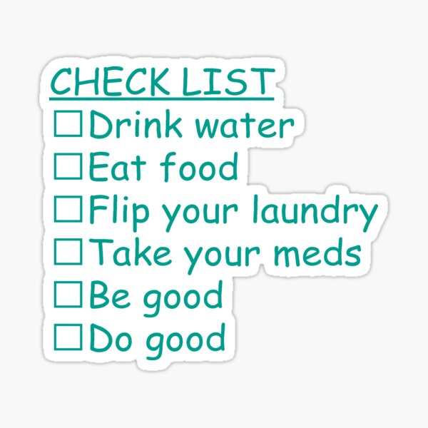 "CHECK LIST" Sticker for Sale by StaticKlingShop | Redbubble