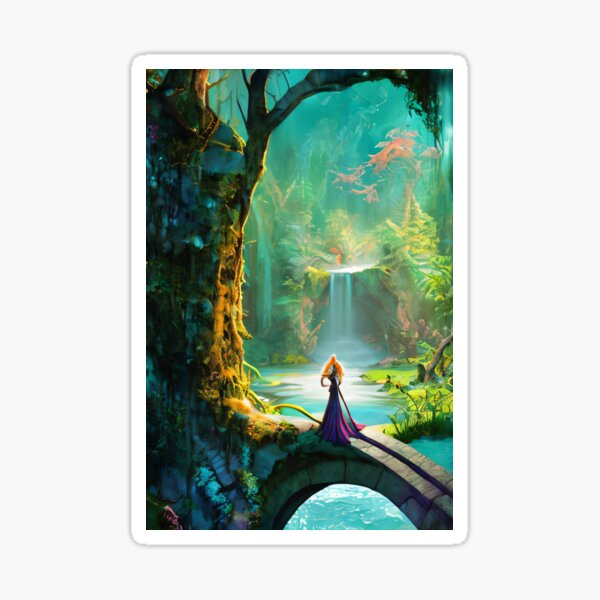 "Oil Painting of a Woman Crossing a Bridge" Sticker for Sale by ...