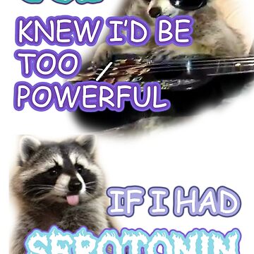 "god knew id be too powerful with serotonin raccoon" Sticker for Sale ...