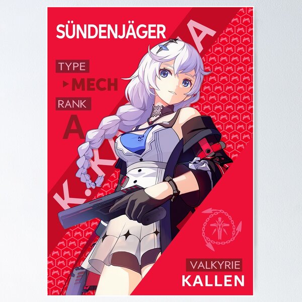 "Kallen Kaslana Sundenjager" Poster for Sale by Saikishop | Redbubble