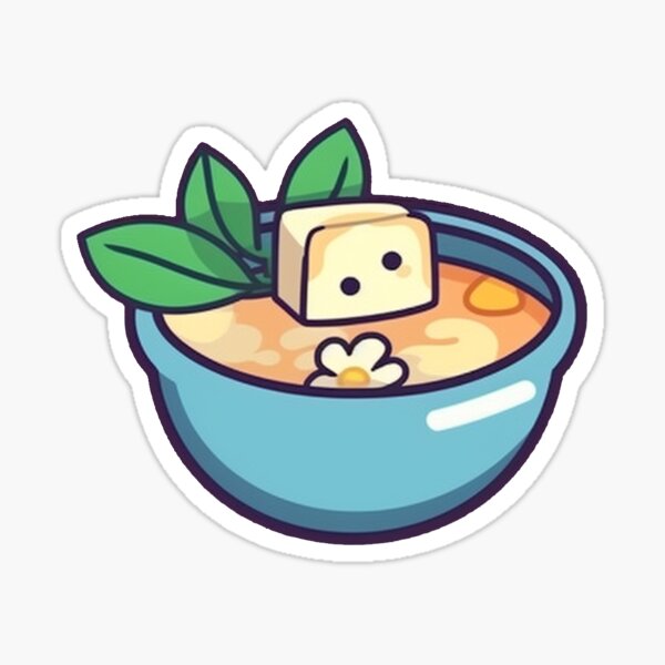 "Cute Miso Soup Tofu Design for Japanese Cuisine Lovers" Sticker for ...