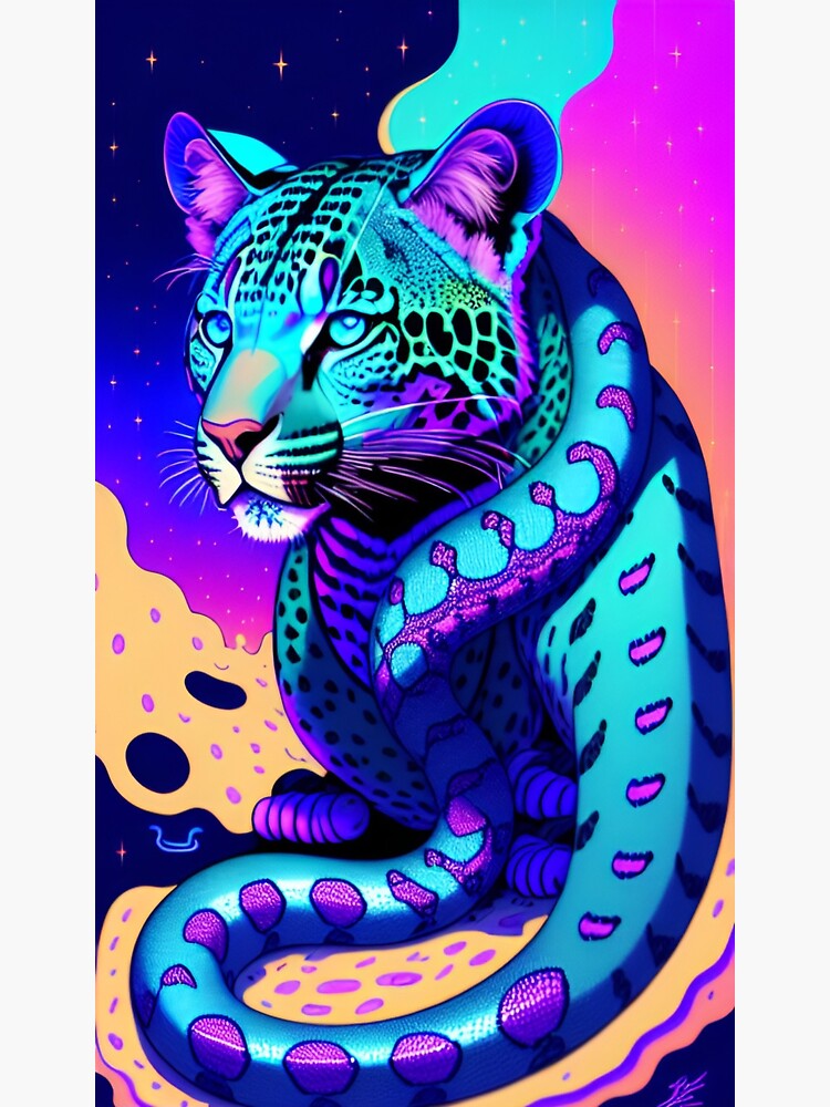 "Teal Retro Synthwave Jaguar Snake" Sticker for Sale by MxA19 | Redbubble