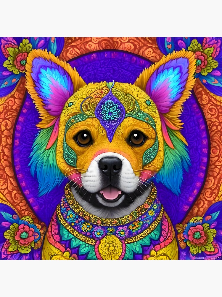 "Trippy DMT Happy Puppy Dog - Colorful" Sticker for Sale by Aaron2610 ...