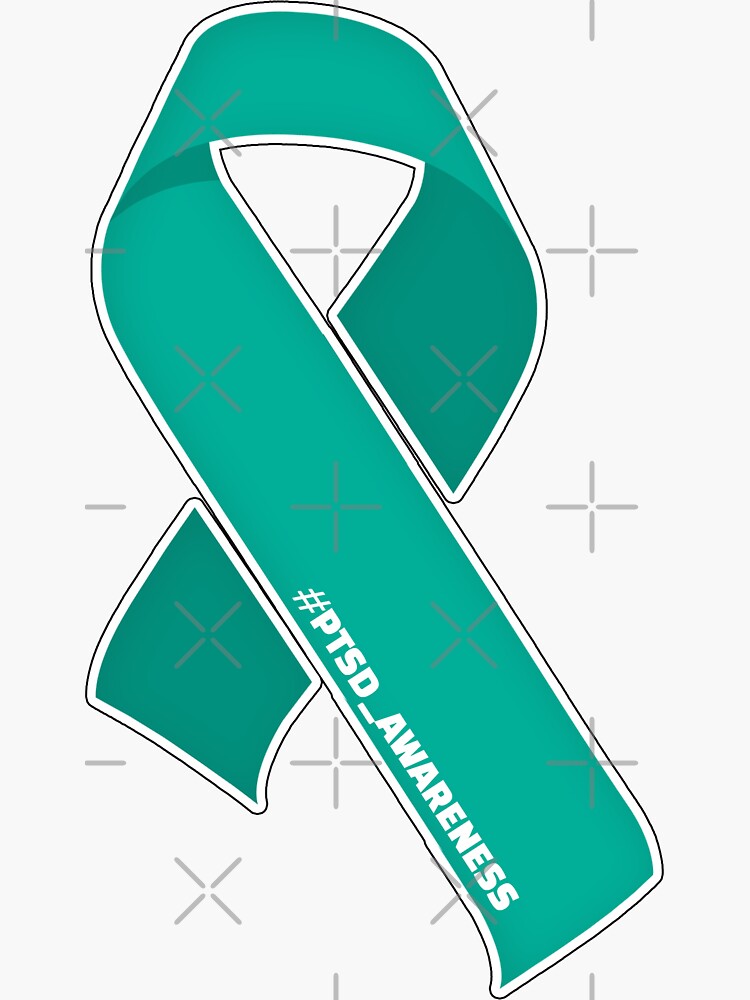 "TEAL RIBBON - PTSD AWARENESS" Sticker for Sale by nimsart1 | Redbubble