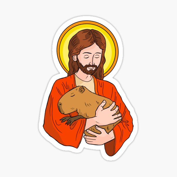 "Jesus and Capybara" Sticker for Sale by TinyTina18 | Redbubble