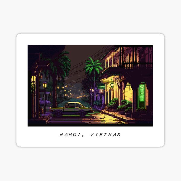 "Hanoi Pixel Art Retro" Sticker by PixelAirlines | Redbubble