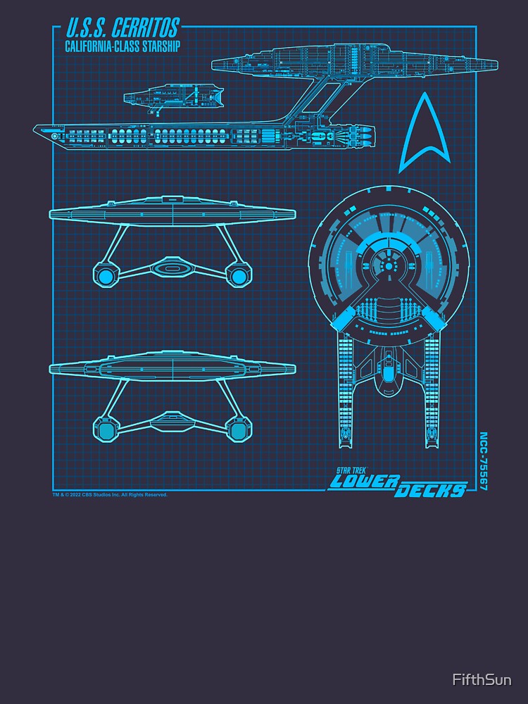 "Star Trek: Lower Decks U.S.S. Cerritos Schematic Poster" T-shirt for ...