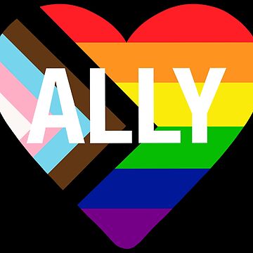 "Progress Pride Flag Heart ALLY" Sticker for Sale by NYXFN | Redbubble