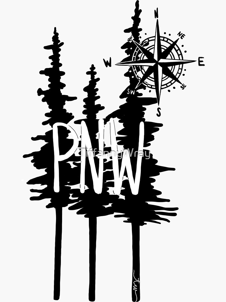 "Pacific Northwest Trees & Compass" Sticker for Sale by TiffannyWray ...