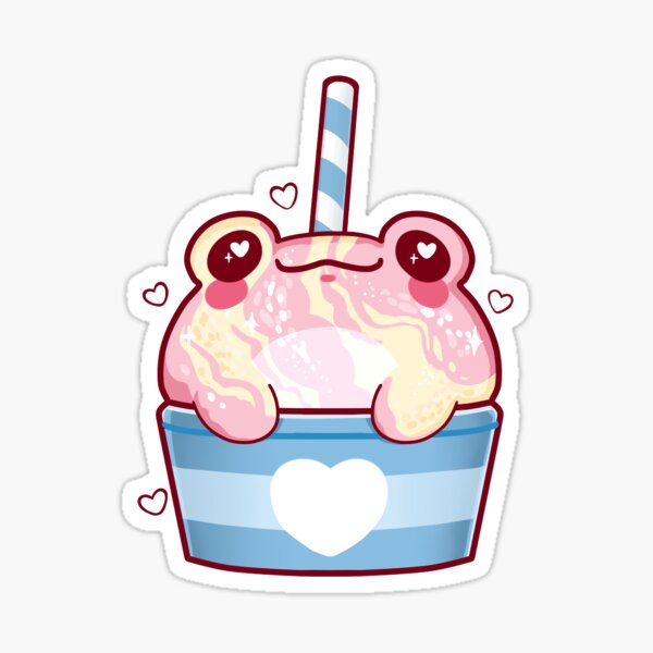 "Froggy Ice Cream Cup" Sticker for Sale by shortcakeliz | Redbubble