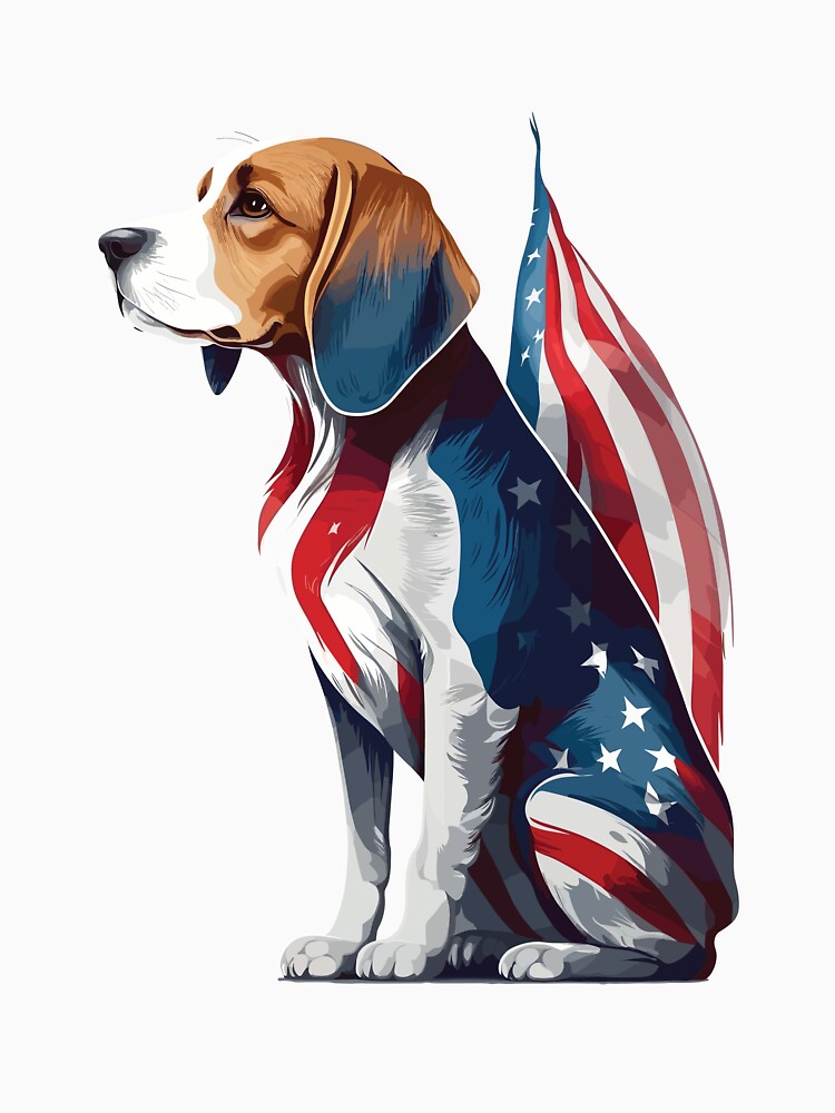 "Beagle Dog with a US flag for 4th of July" T-shirt for Sale by ...