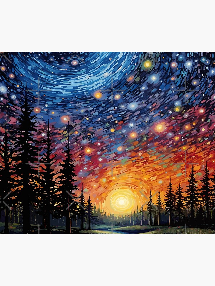 Starry Night Dreamscape: Vibrant Colors and Serene Nature Tapestry sold ...