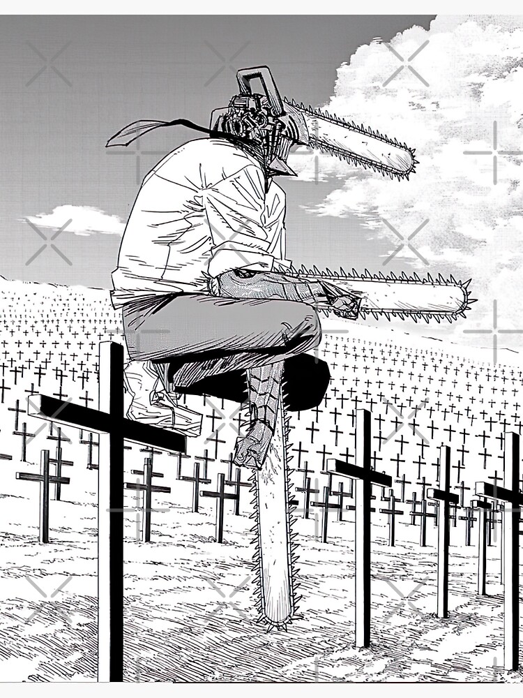 "Chainsaw Man Denji Sit On The Cross VS Makima" Sticker for Sale by ...