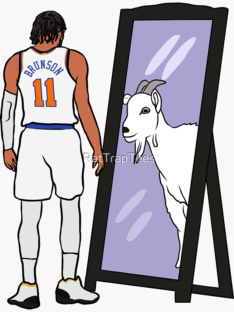 "Jalen Brunson Mirror GOAT" Sticker for Sale by RatTrapTees | Redbubble
