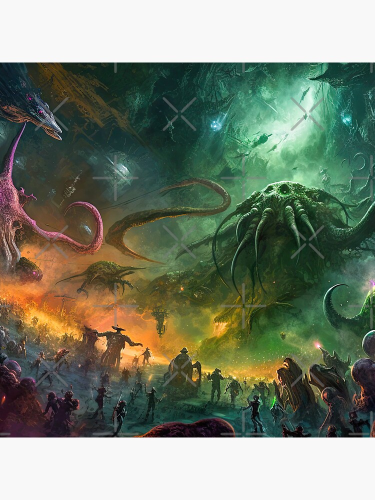 "Cosmic Monsters" Pin for Sale by Corbin Blackwood | Redbubble