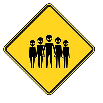 "Stop sign - Aliens ahead - slow down Aliens crossing road " Sticker ...