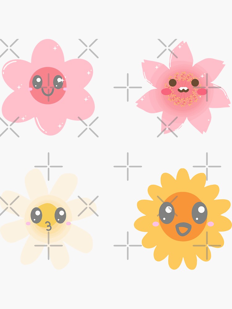 "Cute Kawaii Flower Sticker Packs " Sticker for Sale by ByulPrints ...