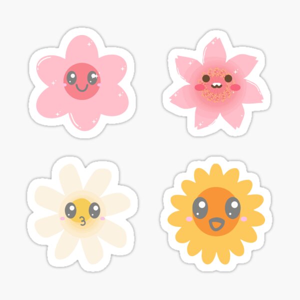 "Cute Kawaii Flower Sticker Packs " Sticker for Sale by ByulPrints ...