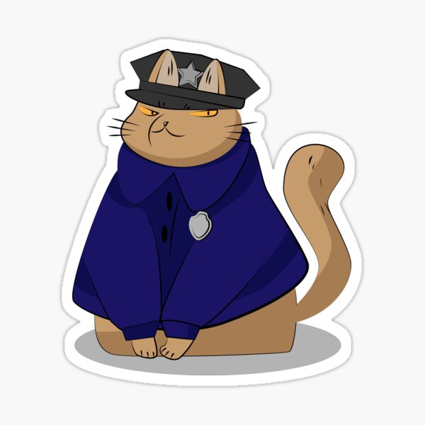 "police cat illustration" Sticker for Sale by Artgaus1 | Redbubble