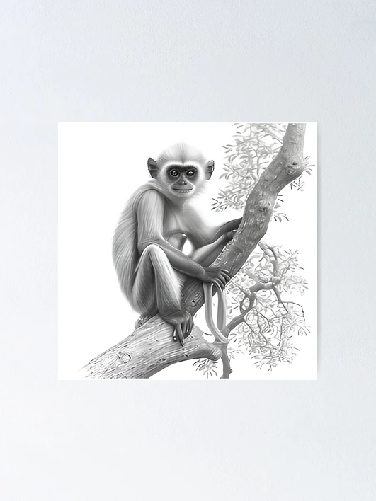 Dessins Au Crayon De Singes Singe Avec Pétard — Illustration De