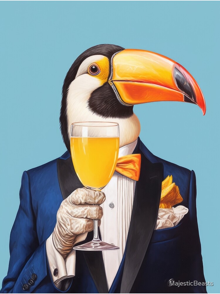 "A beautiful bird in a tuxedo and a drink" Poster for Sale by ...
