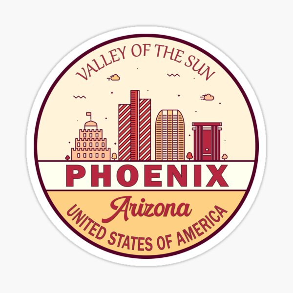 "Phoenix Arizona City Skyline Emblem" Sticker for Sale by ...