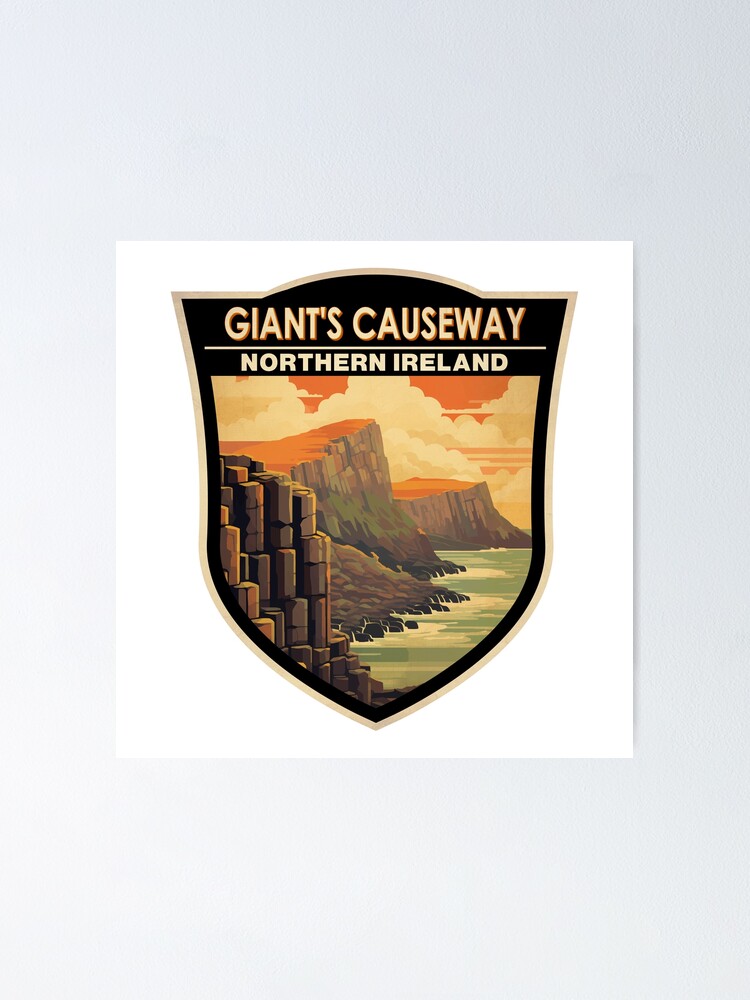 "Giants Causeway Northern Ireland Travel Art Badge" Poster for Sale by ...