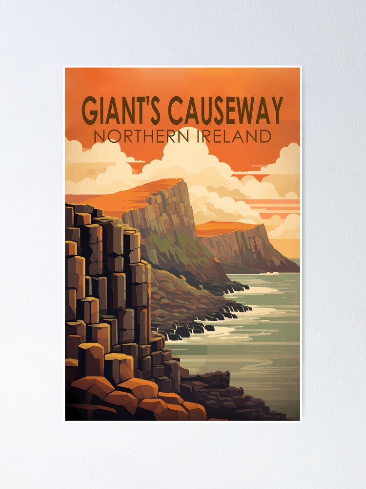 "Giants Causeway Northern Ireland Travel Art Vintage" Poster for Sale ...