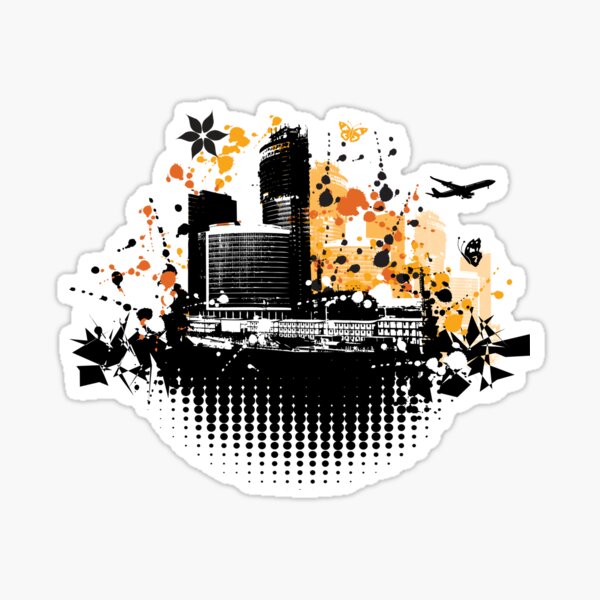 "Cityscape background, urban art" Sticker for Sale by Kudryashka ...