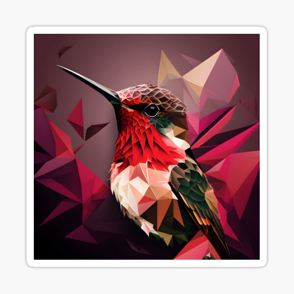 "Gems in Flight: The Geometric Ruby Throated Hummingbird" Sticker for Sale by SDVibeDesigns ...