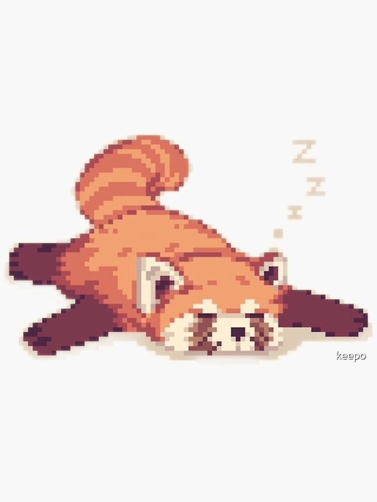 "Sleeping Red Panda Pixel Art" Sticker for Sale by keepo | Redbubble