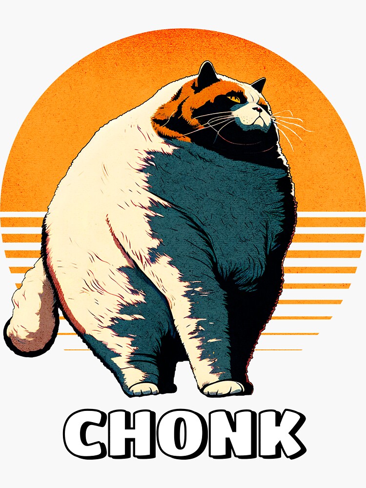 "Chonk Cat Fat Cat Funny Retro" Sticker for Sale by Wild-Neptune | Redbubble