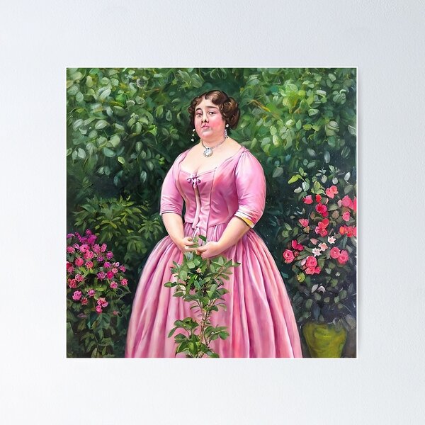 "The Fat Lady Portrait, a very fat woman wearing a pink silk dress ...