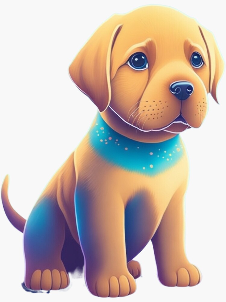 "Golden Retriever Doggo T Shirt Cute Digital Chibi Art" Sticker for ...