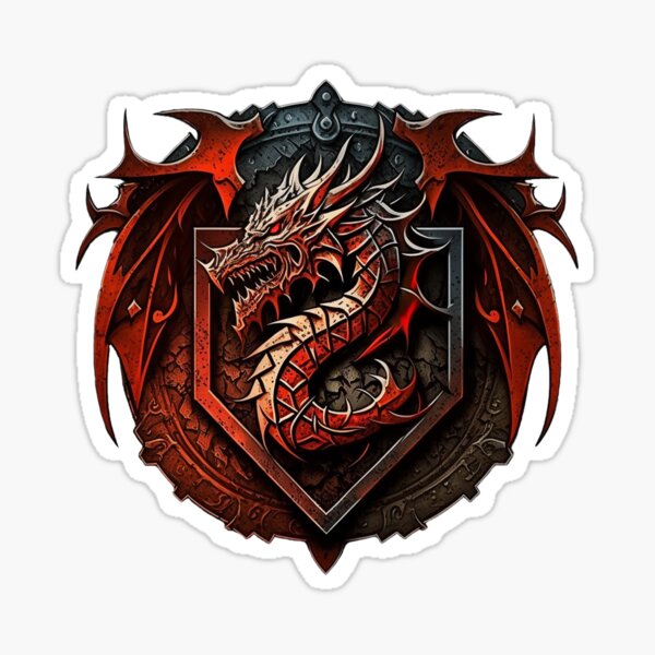 "Wicked Cool Red Dragon Logo Crest" Sticker for Sale by ETconnections ...